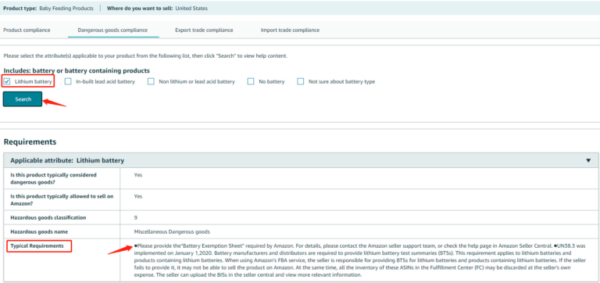 Search Product Compliance Requirements on Amazon